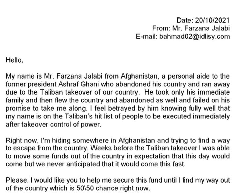 Sample scam letters - don't be a victim! | MCSFWA