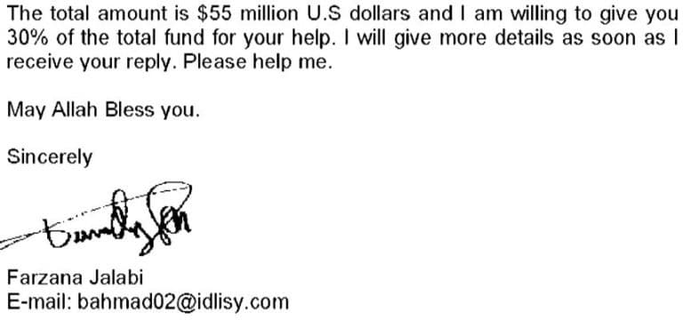 Sample scam letters - don't be a victim! | MCSFWA