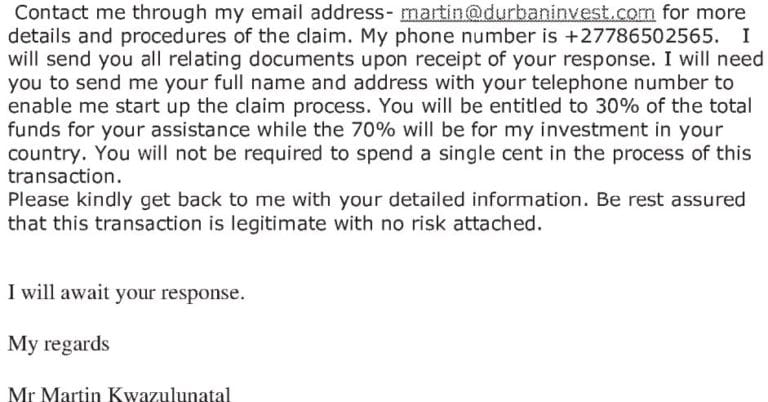 Sample scam letters - don't be a victim! | MCSFWA