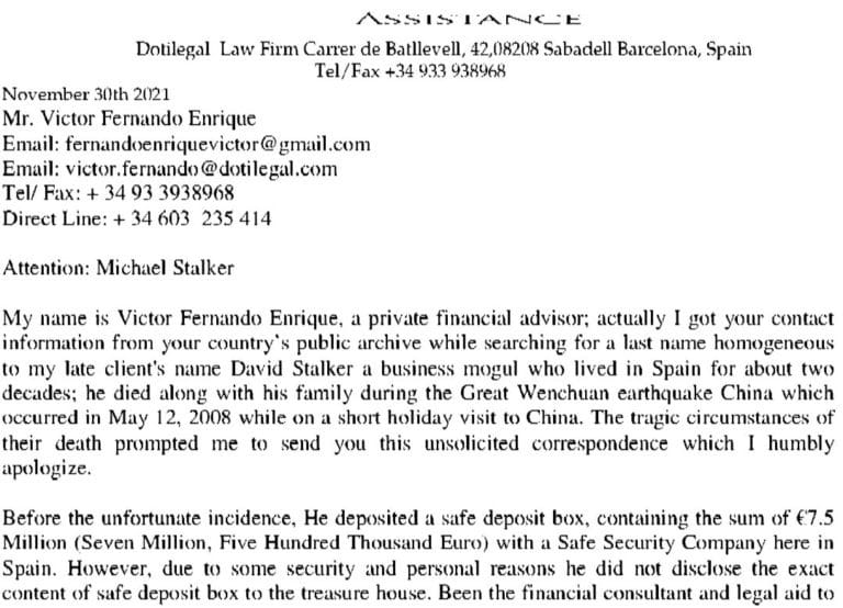 Sample scam letters - don't be a victim! | MCSFWA