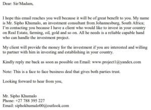 Sample scam letters - don't be a victim! | MCSFWA