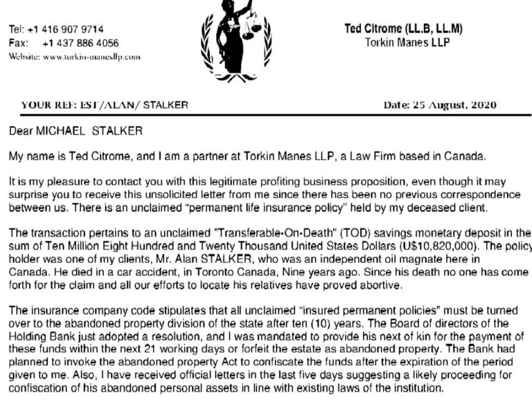 Sample scam letters - don't be a victim! | MCSFWA