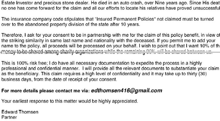Sample scam letters - don't be a victim! | MCSFWA